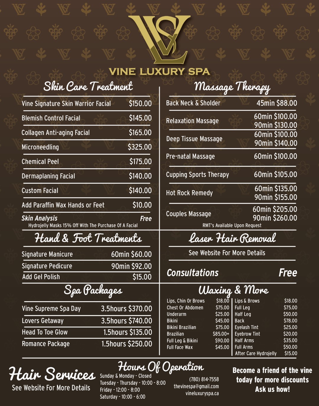 Services | Vine Luxury Spa